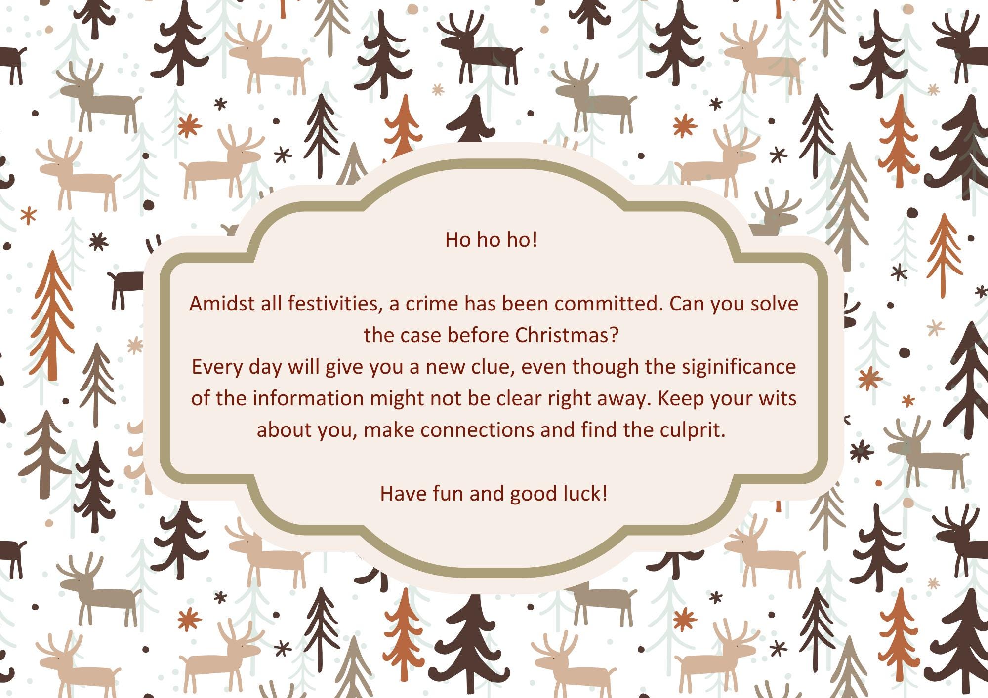 Printable Detective Advent Calendar - Bloody Antlers - Etsy