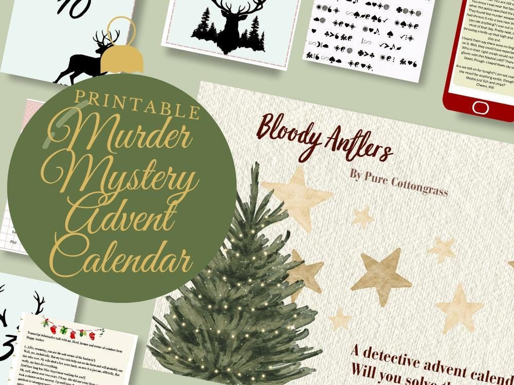 Printable Detective Advent Calendar - Bloody Antlers - Etsy