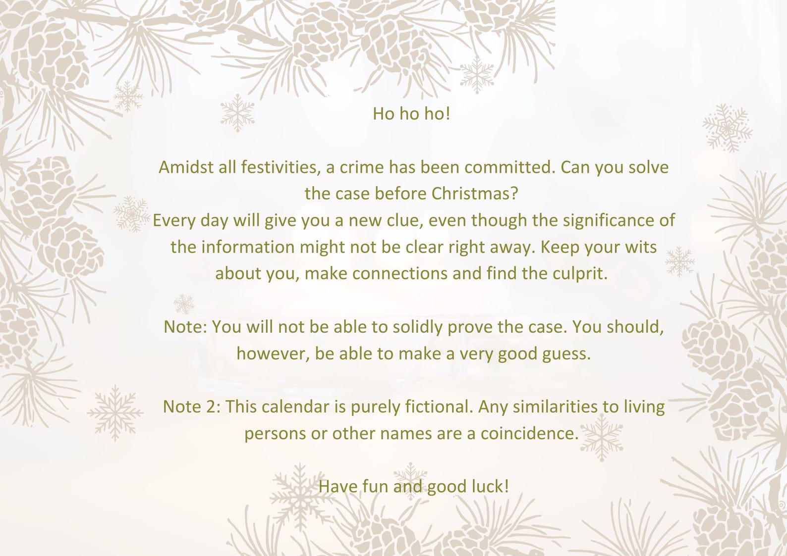 Printable Detective Advent Calendar - Bloody Antlers - Etsy