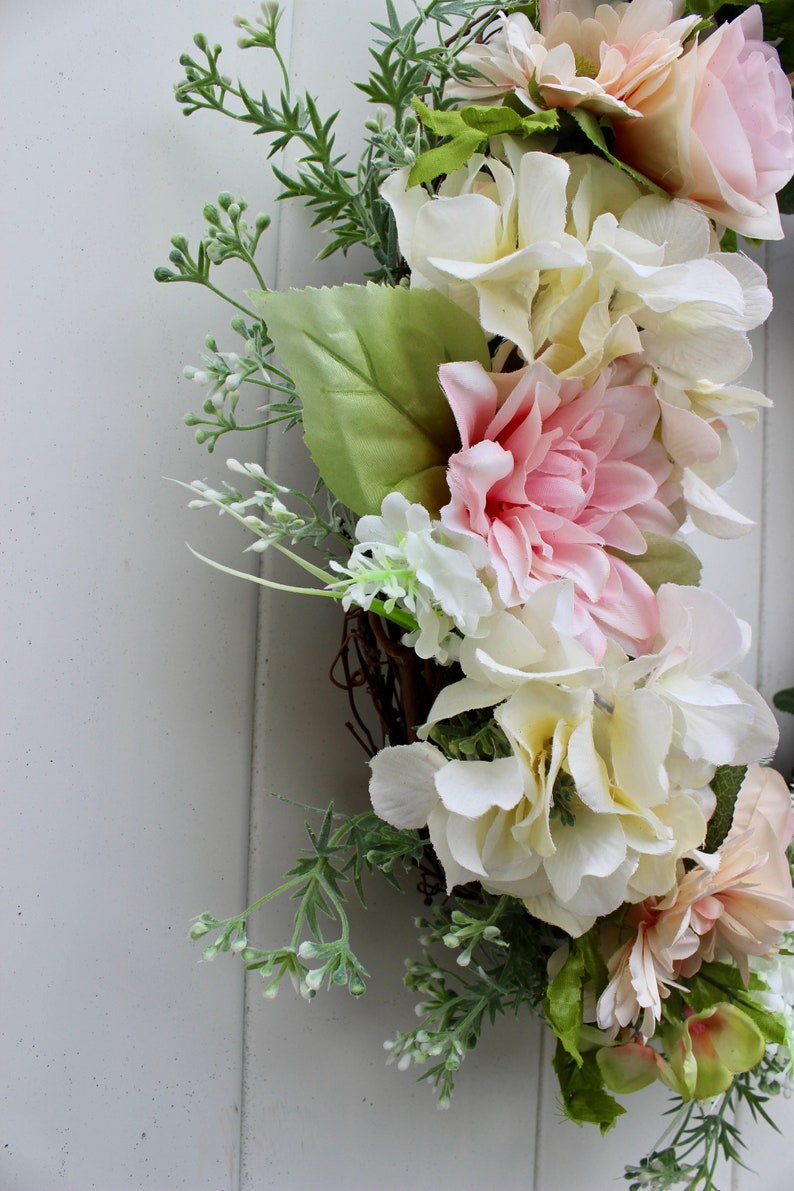 Handmade Rose & Dahlia Spring Door Wreath, Farmhouse Decor - Etsy