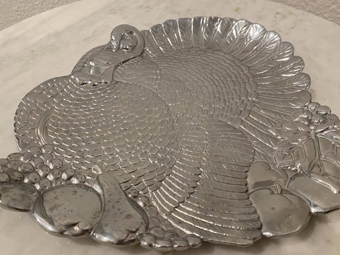 Beautiful Pewter Turkey Platter Holidays Thanksgiving Fitz and Floyd - Etsy