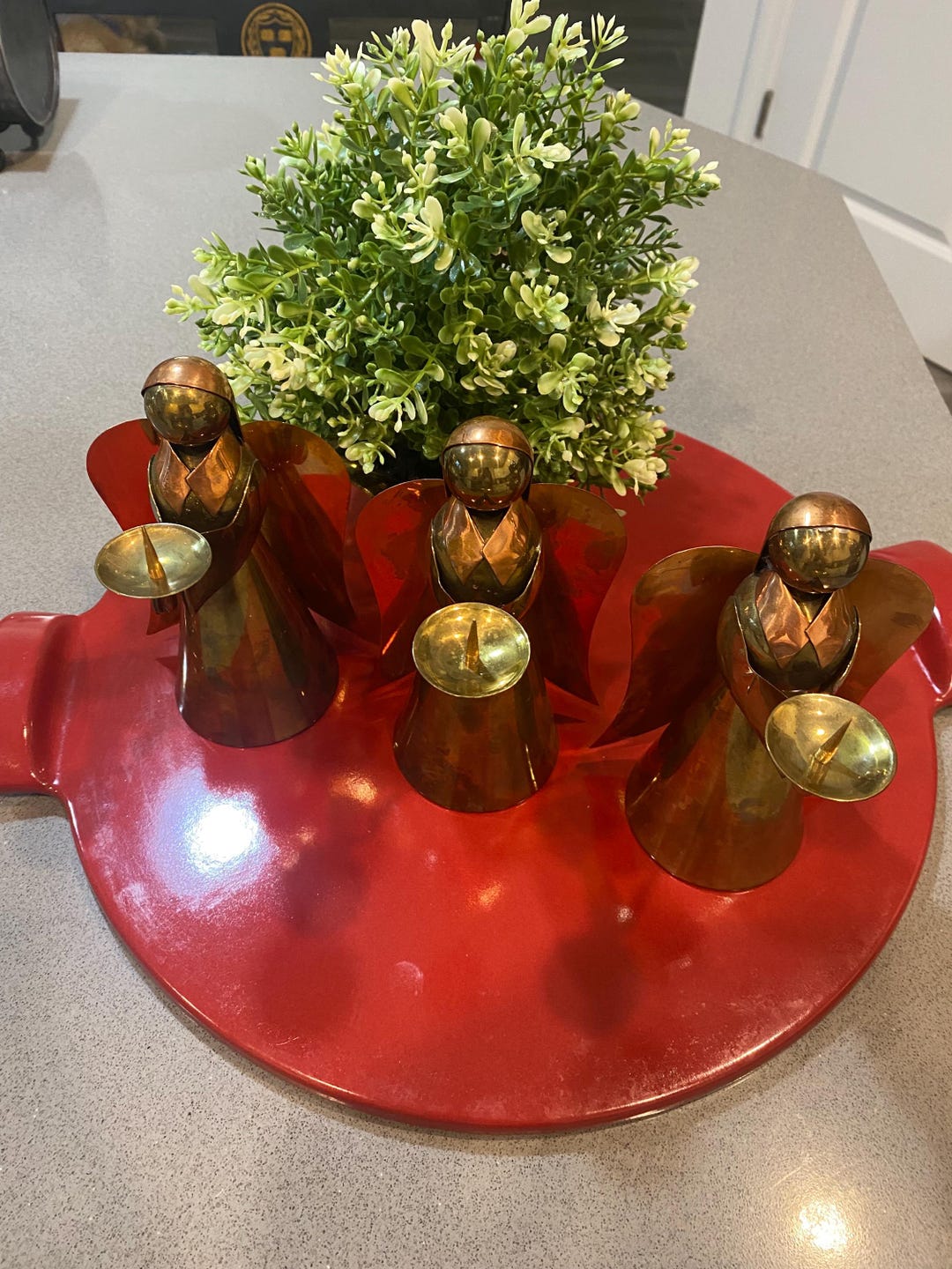 Vintage Brass and Copper Angel Candleholder, Set of 3. - Etsy