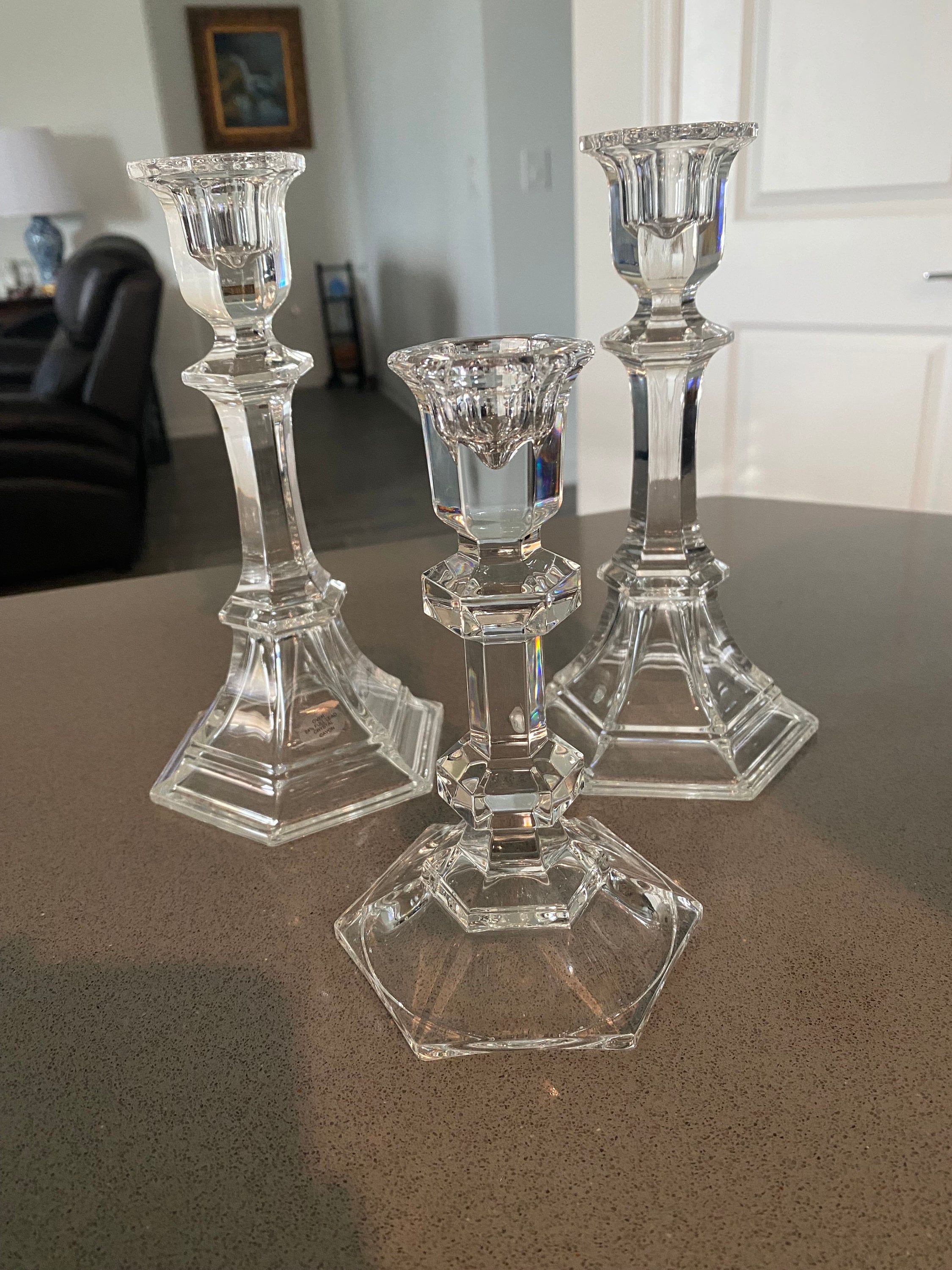 Vintage Crystal Candlestick Holder, Vintage Glass Candlestick Holder ...