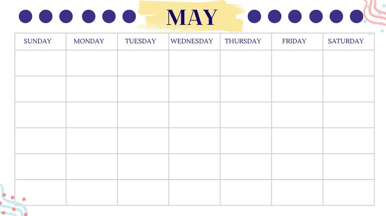 Monthly Planner, Month at a Glance, Instant Download, Digital Calendar ...