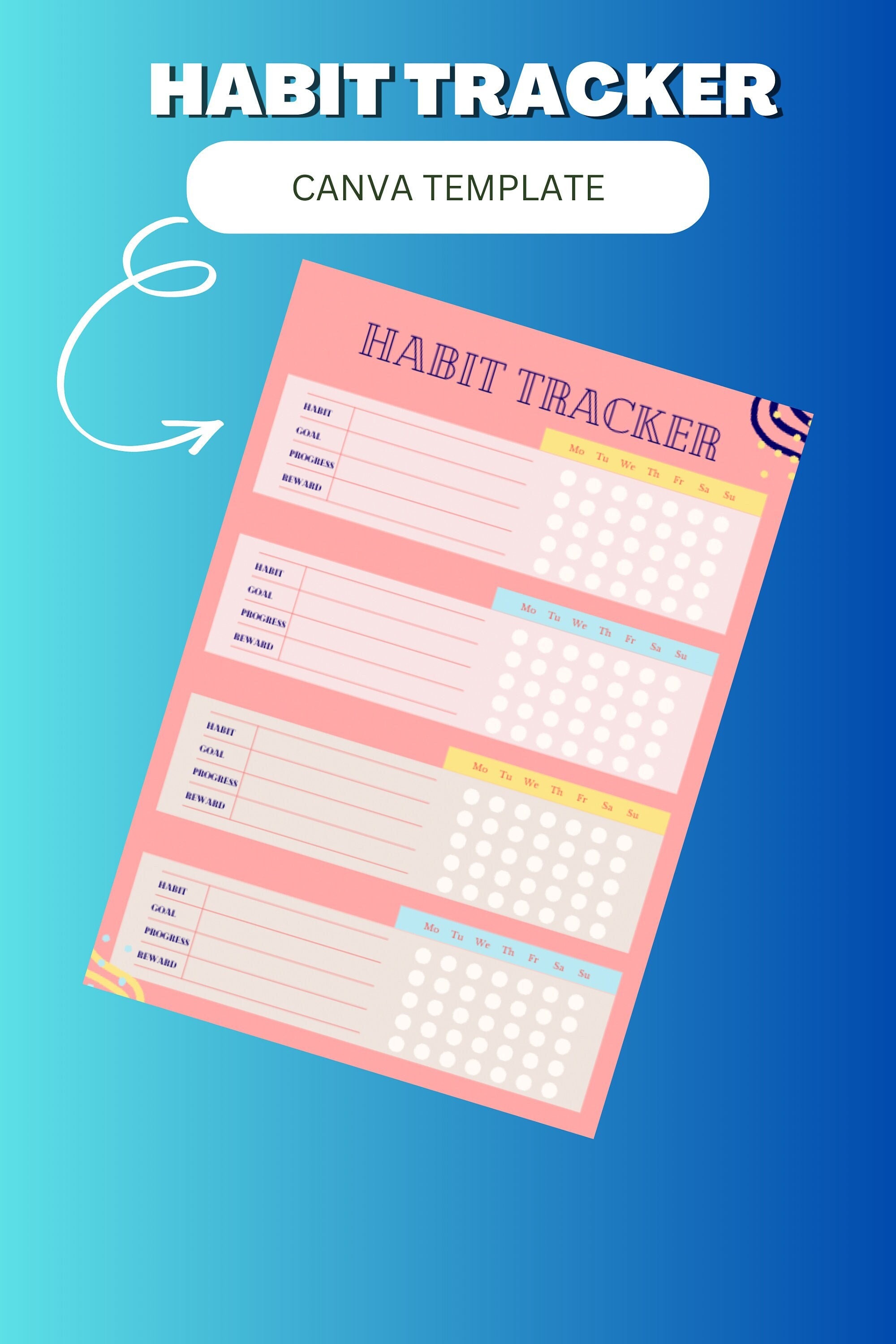 Pastel Habit Tracker, Spring Colors, Digital Download, Canva Template ...