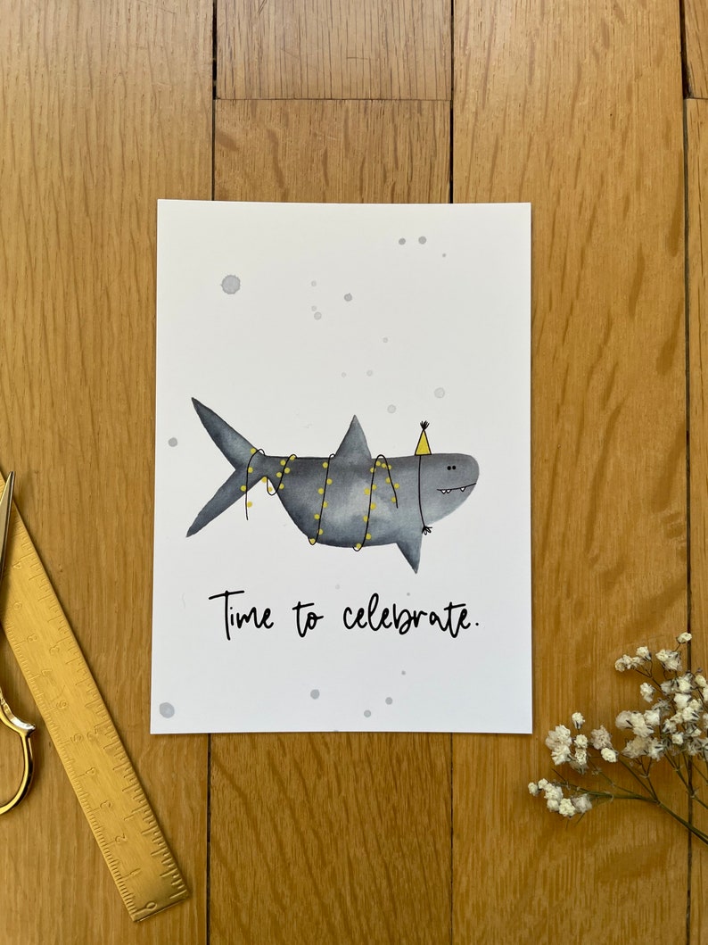 Time to Celebrate Watercolor Sea Creature Card A6 - Etsy