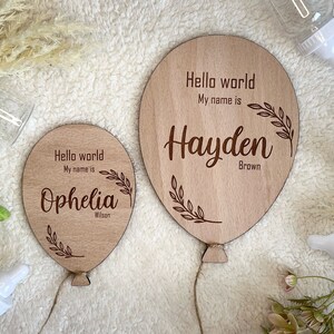 Hello World Wooden Announcement Plaque Personalised - Etsy UK