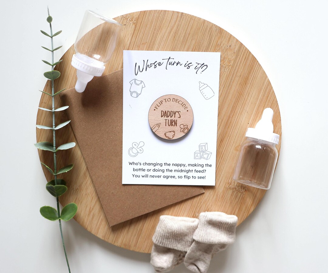 New Parent Decision Coin Wooden Gift for New Parents Token Baby Shower ...