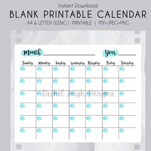 Blank Calendar Printable Calendar Printable Blank Monthly Calendar ...