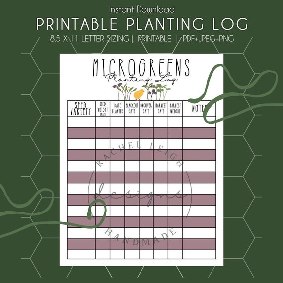 Blank Planting Log Printable Printable Planting Log - Etsy Australia