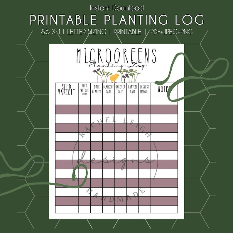 Blank Planting Log | Printable | Printable Planting Log | Microgreen ...