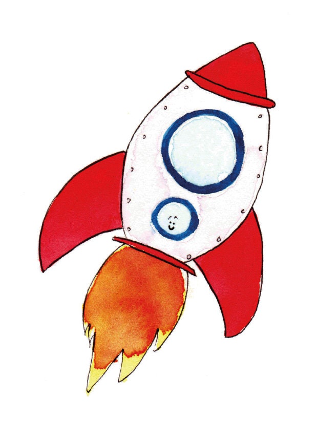 Rocket Character Card illustrated in Watercolour Toys Series - Etsy