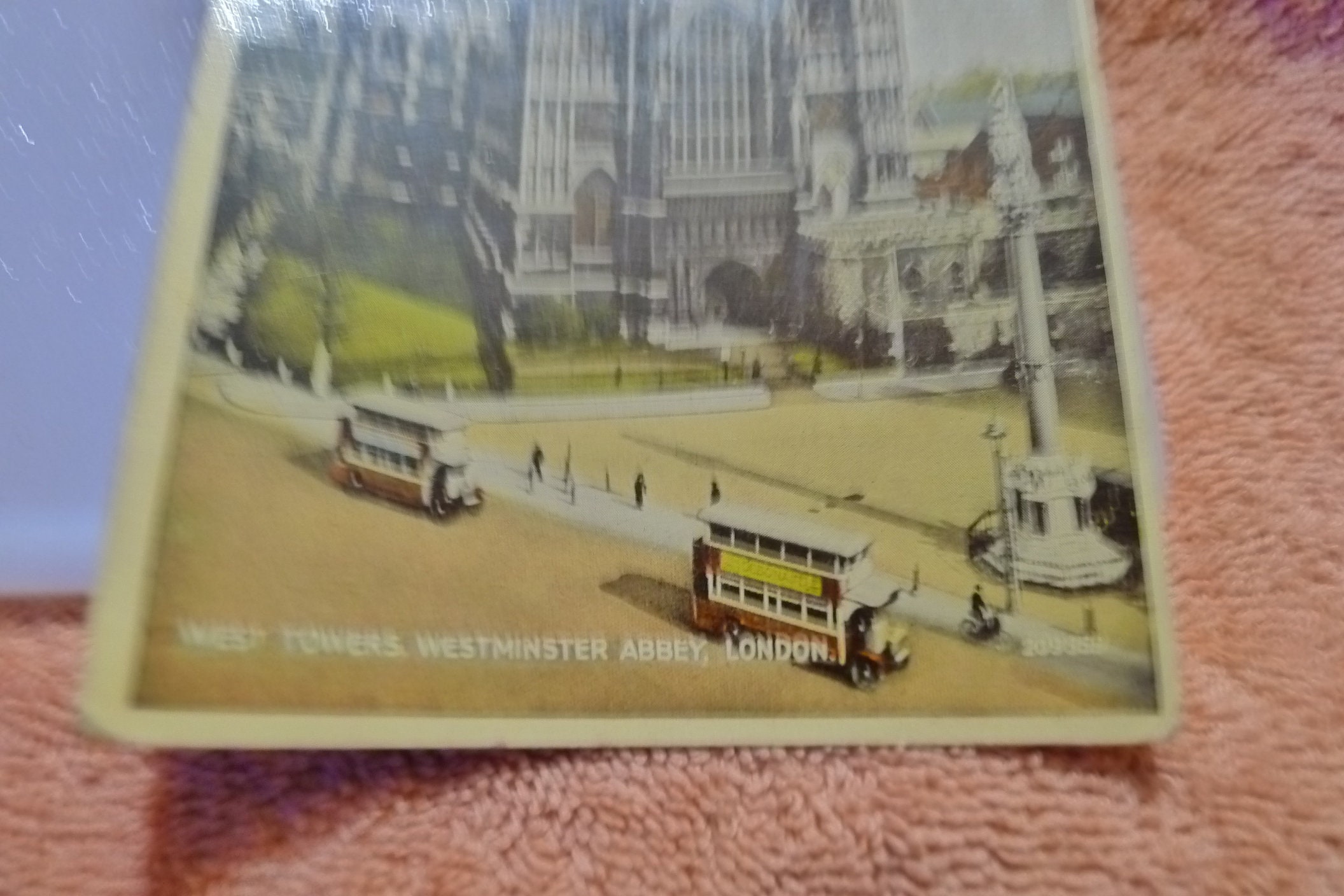 West Towers, Westminster Abbey, London. Circa 1940s. WWII RPC. Linen ...