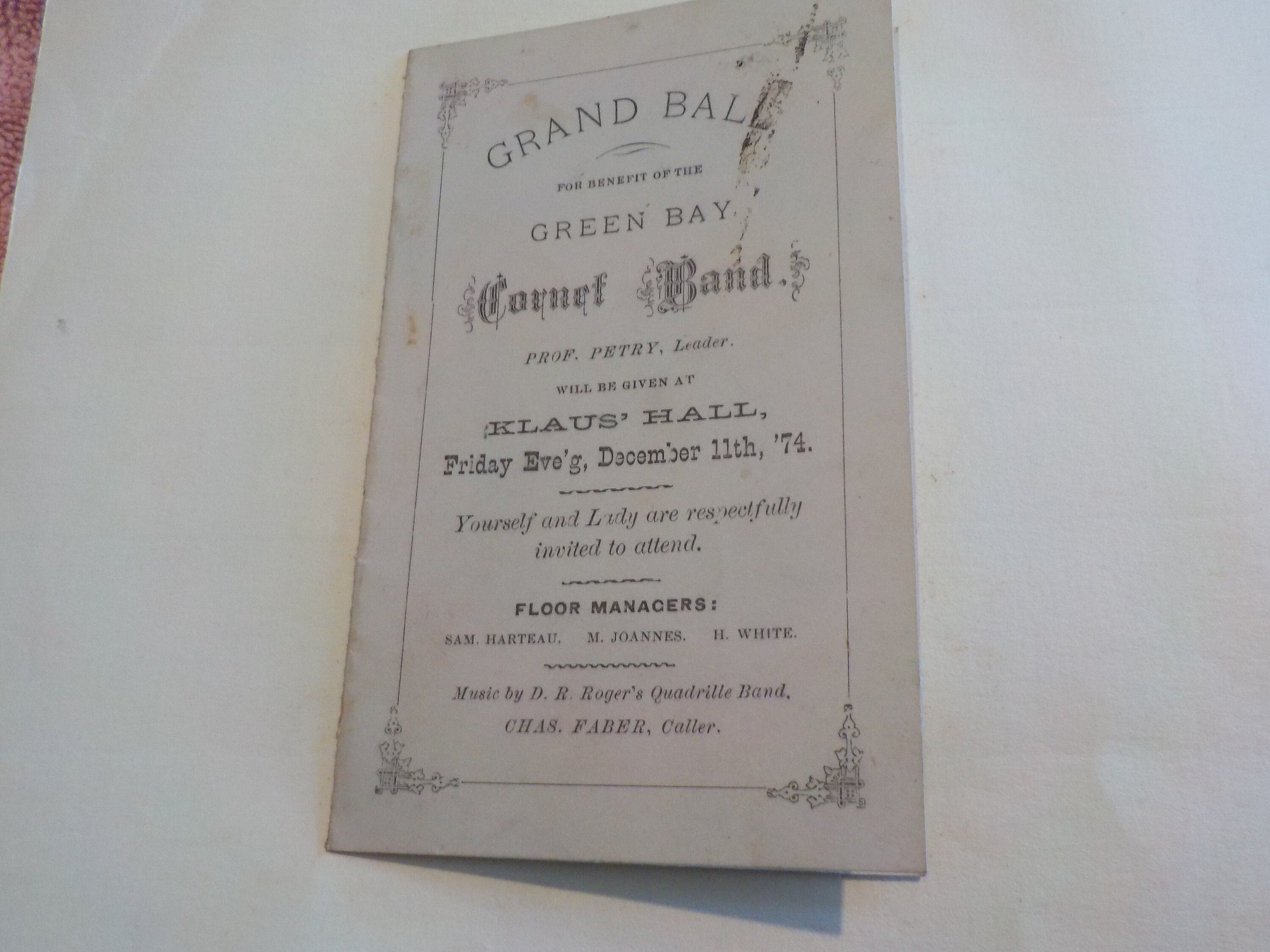 Grand Ball Invitation. December 11, 1874. Victorian - Etsy
