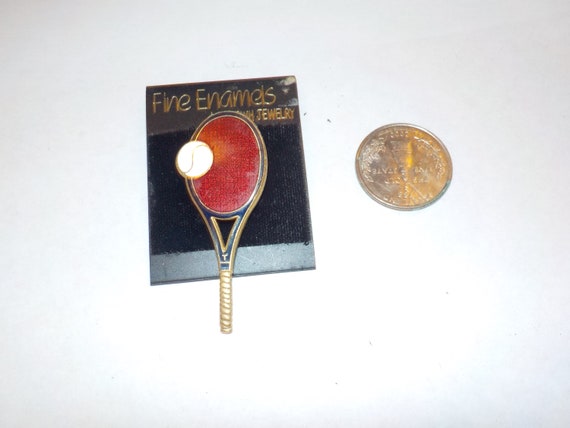Crown Jewelry Fine Enamels Tennis Racket Pin. Origina… - Gem