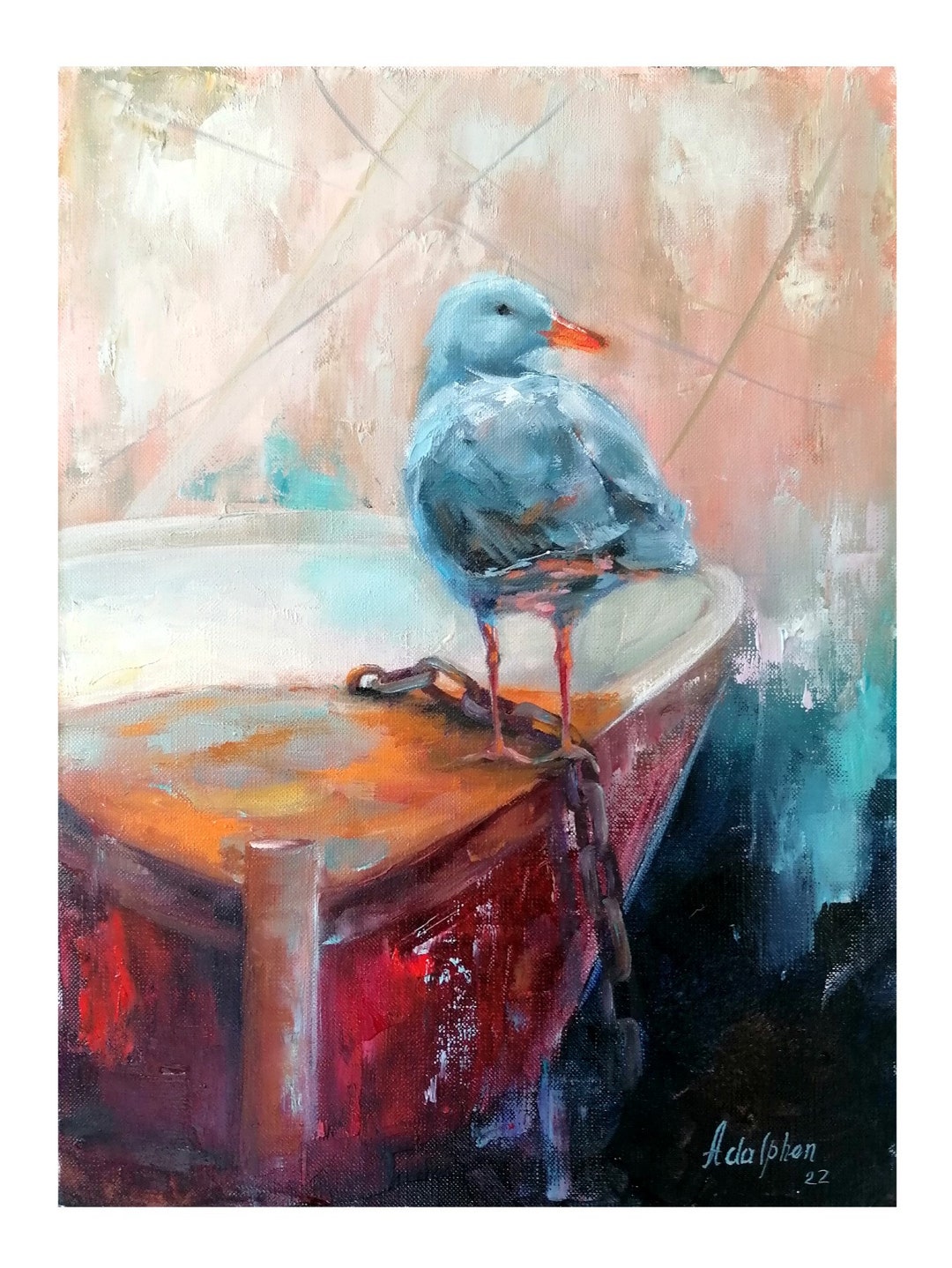 Seagull OIL Painting, Bird PAINTING, Art Birds Original Painting ...