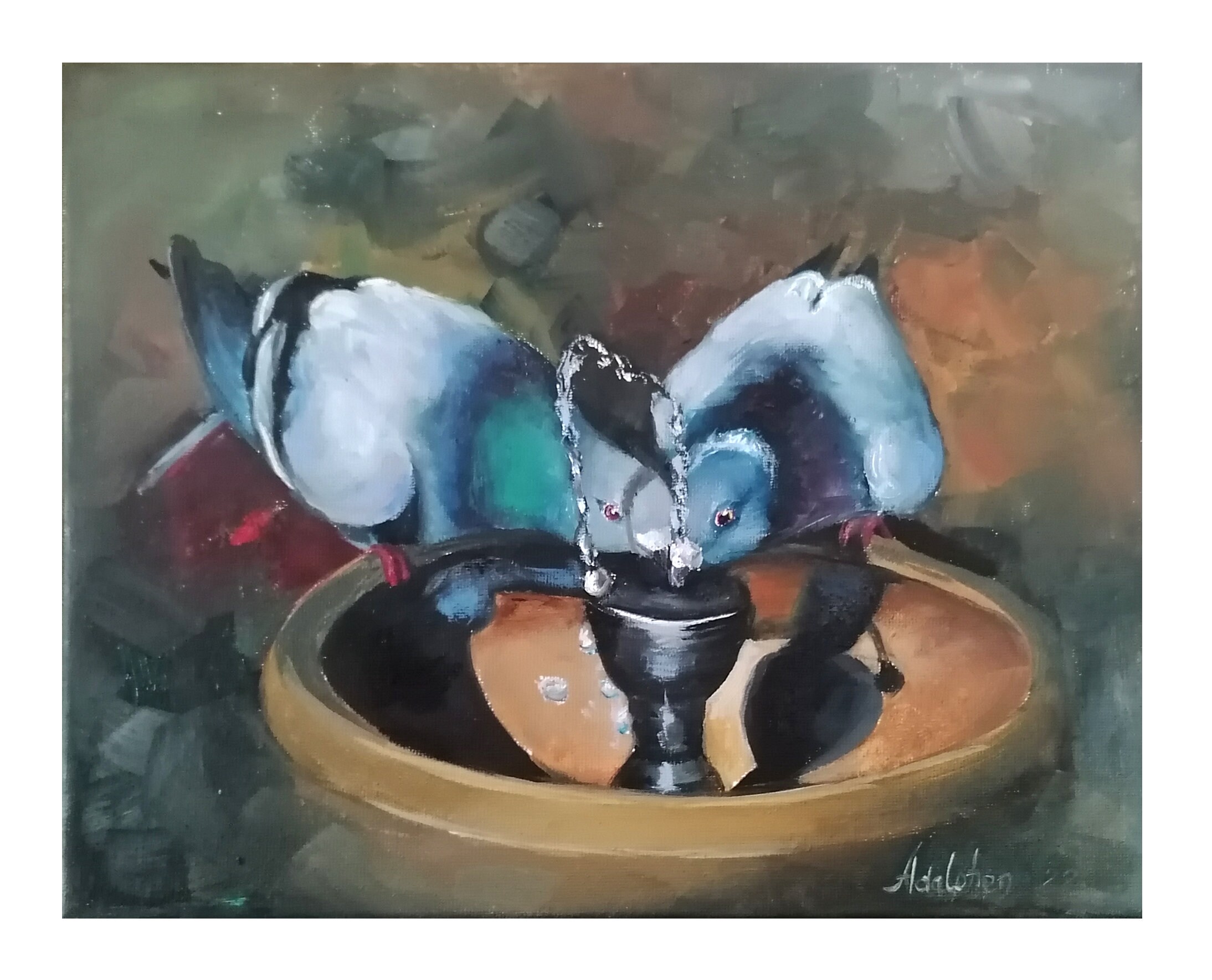 Pigeons Birds Oil Painting. Original Oil Art on Canvas Panel. - Etsy