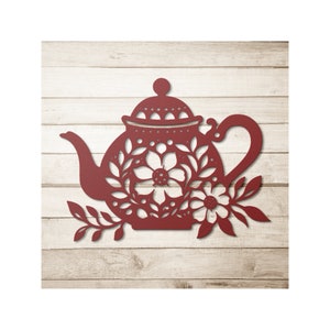 Teapot With Flowers Metal Wall Art, Tea Wall Decor, Gifts for Tea ...