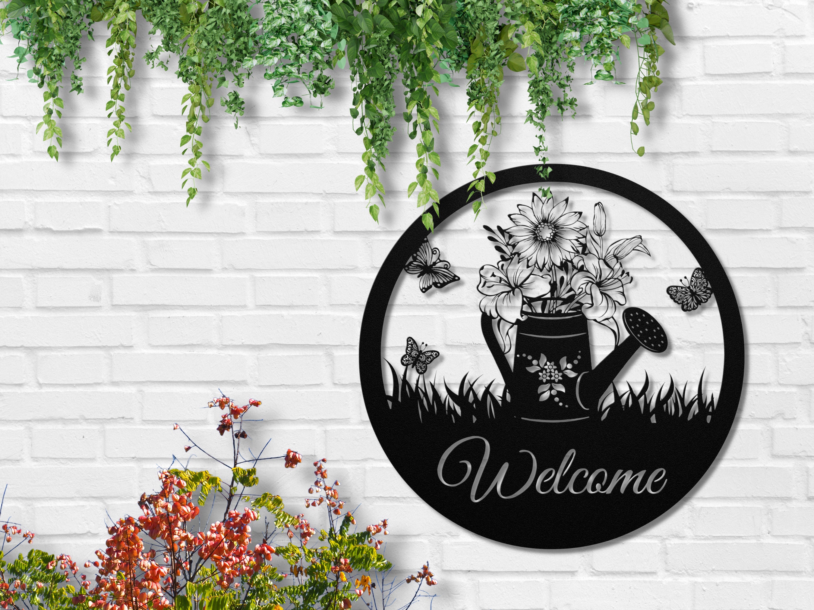Welcome Garden Sign, Garden Metal Sign, Welcome Metal Wall Art, Garden ...