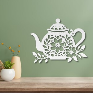 Teapot With Flowers Metal Wall Art, Tea Wall Decor, Gifts for Tea ...