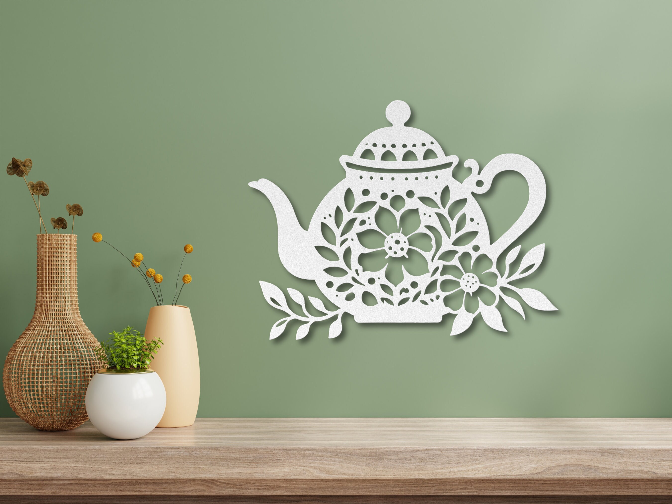 Teapot With Flowers Metal Wall Art, Tea Wall Decor, Gifts for Tea ...