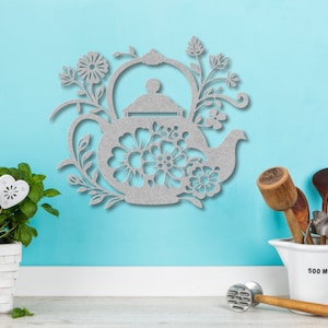 Teapot With Flowers Metal Wall Art, Tea Wall Decor, Gifts for Tea ...