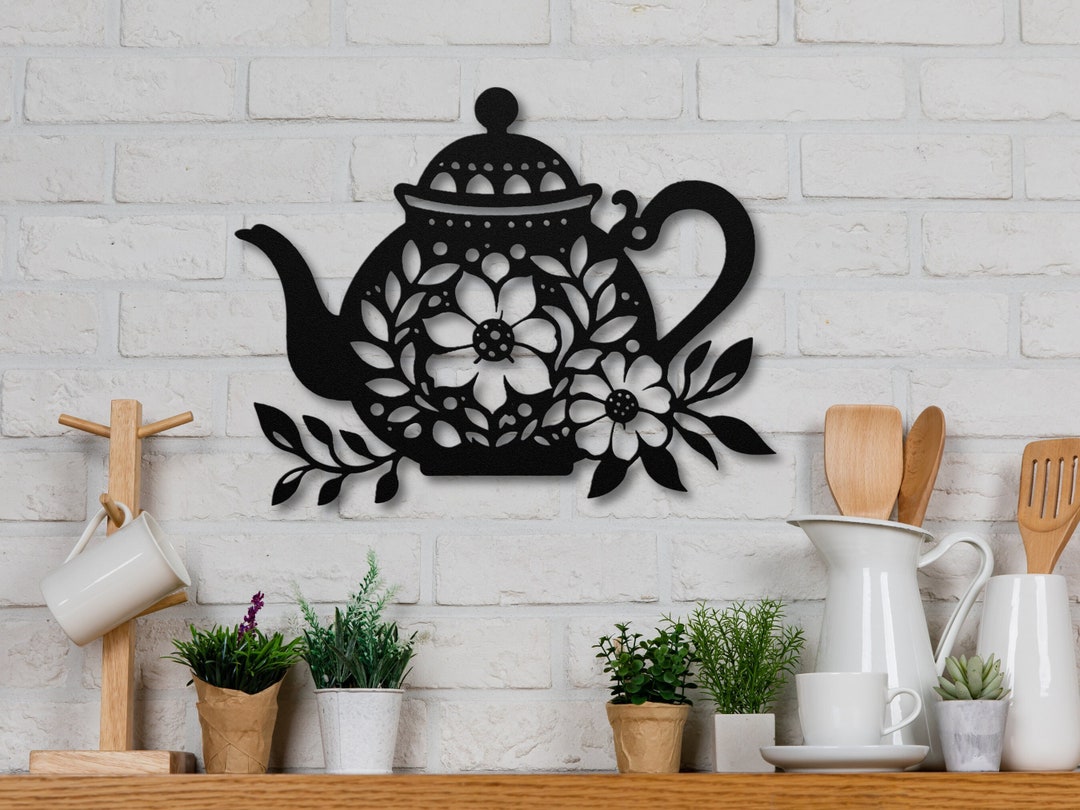Teapot With Flowers Metal Wall Art, Tea Wall Decor, Gifts for Tea ...
