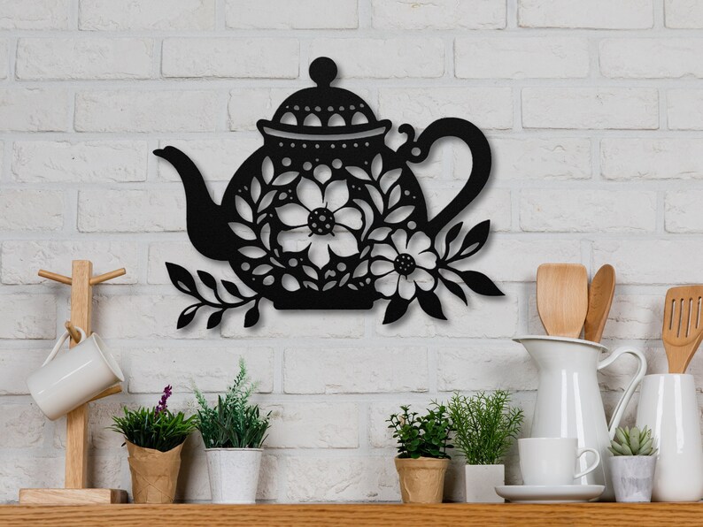 Teapot With Flowers Metal Wall Art, Tea Wall Decor, Gifts for Tea ...