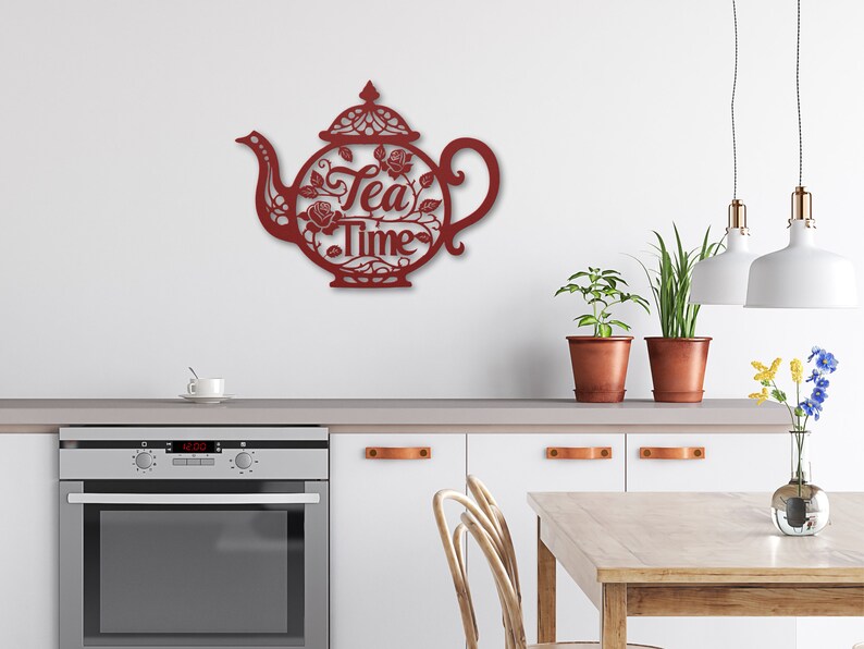 Tea Time Sign With English Rose, Tea Time Decor, Tea Room Sign - Etsy
