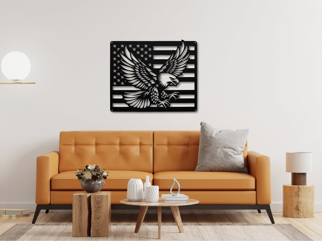American Eagle Metal Wall Art, Metal Flag Sign, Patriotic Metal Art - Etsy