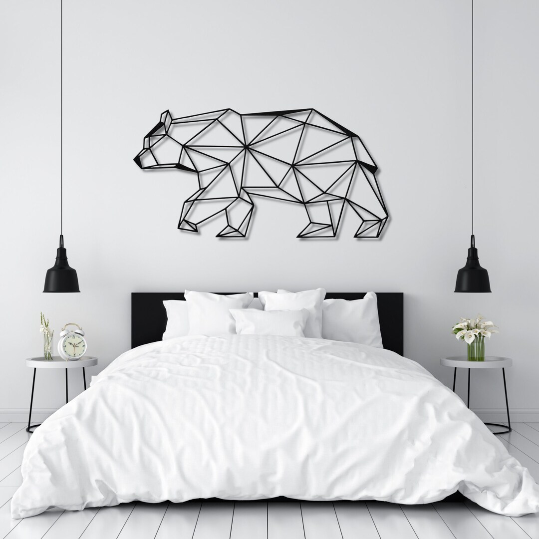 Geometric Bear Metal Wall Art, Bear Metal Wall Art, Metal Bear Art ...