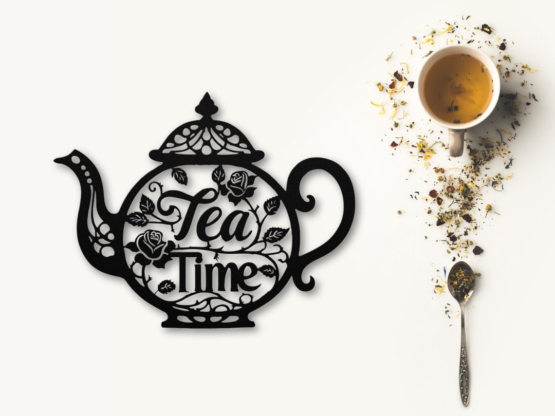 Tea Time Sign With English Rose, Tea Time Decor, Tea Room Sign - Etsy