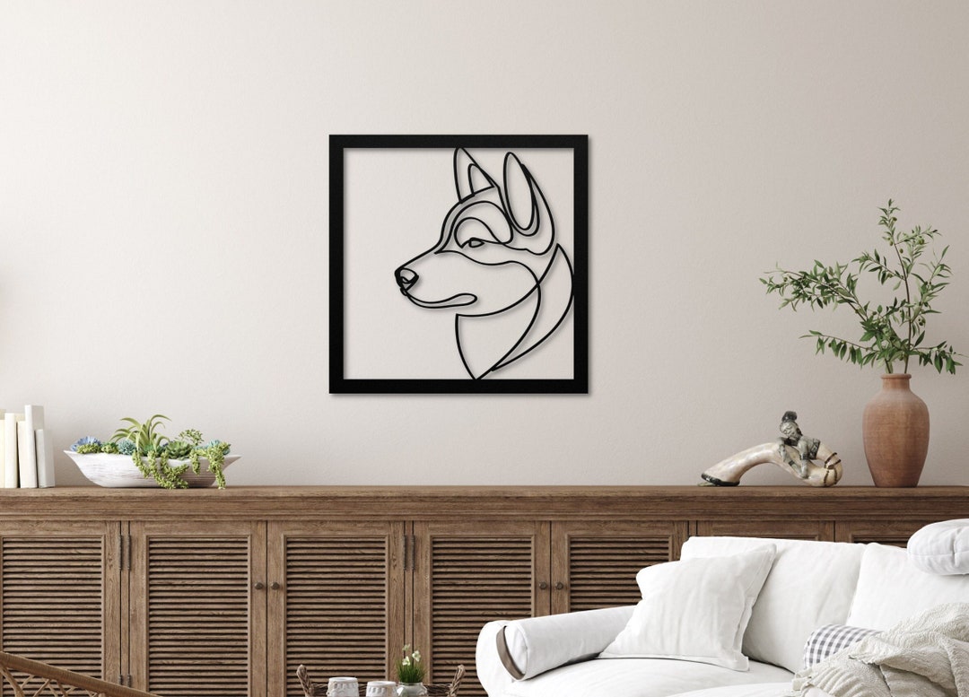 Husky Dog Wall Art, Husky Line Art, Husky Wall Art, Siberian Husky ...