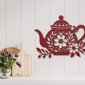 Teapot With Flowers Metal Wall Art, Tea Wall Decor, Gifts for Tea ...