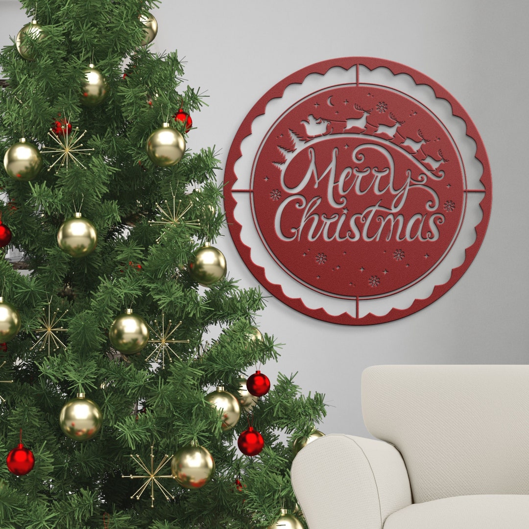 Merry Christmas Sign, Christmas Metal Wall Art, Christmas Metal Art ...