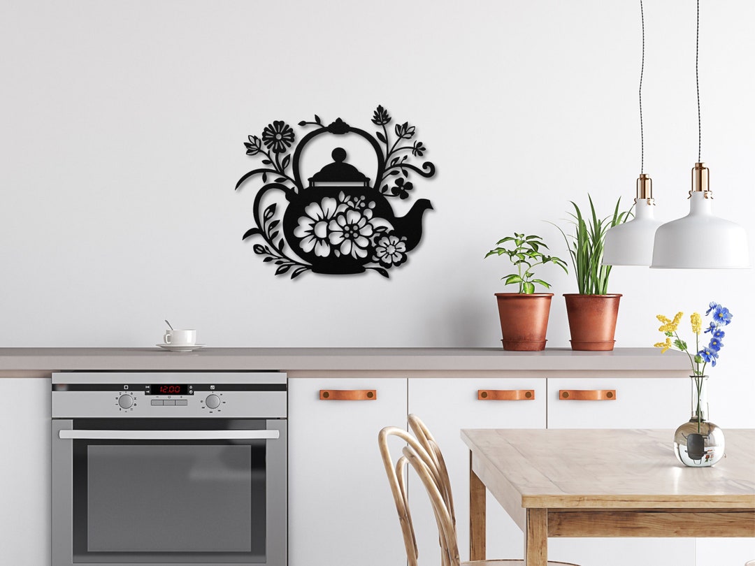 Teapot With Flowers Metal Wall Art, Tea Wall Decor, Gifts for Tea ...