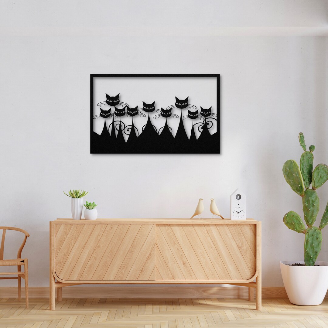 Cat Metal Wall Art, Metal Cat Art, Cat Wall Art, Cat Decor for Home ...