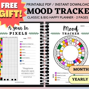 Mood Tracker Printable Daily Mood Chart Bundle Mood Journal Classic Big ...