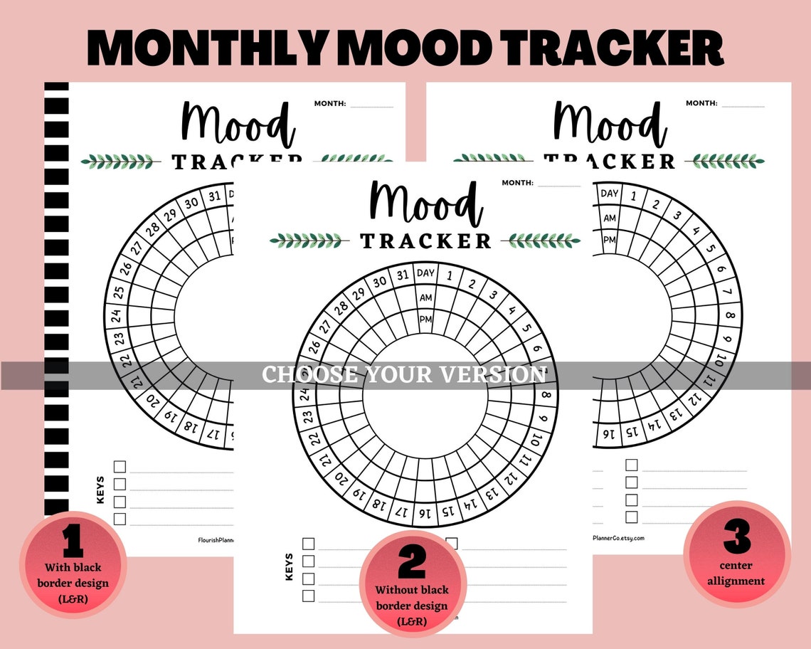 Mood Tracker Printable Daily Mood Chart Bundle Mood Journal Classic Big ...