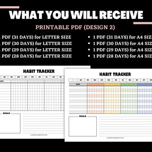 Habit Tracker Printable Habit Chart Daily Weekly Monthly Landscape ...