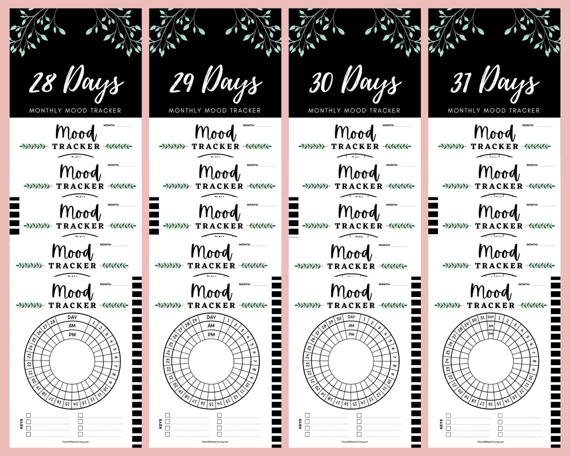 Mood Tracker Printable Daily Mood Chart Bundle Mood Journal Classic Big ...