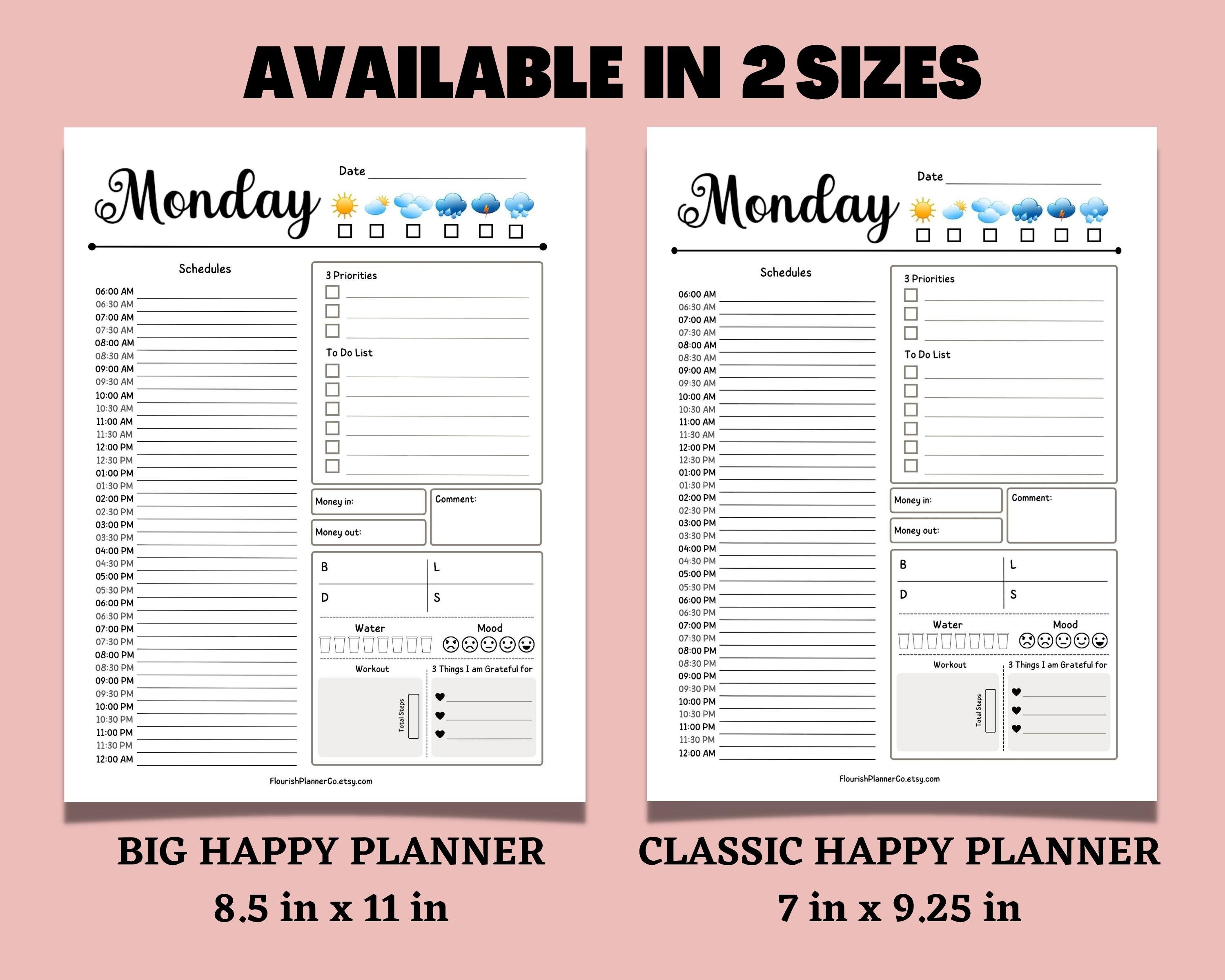 Printable 30 Min Intervals, 7 Day Planner, Daily Planner, Work Planner ...