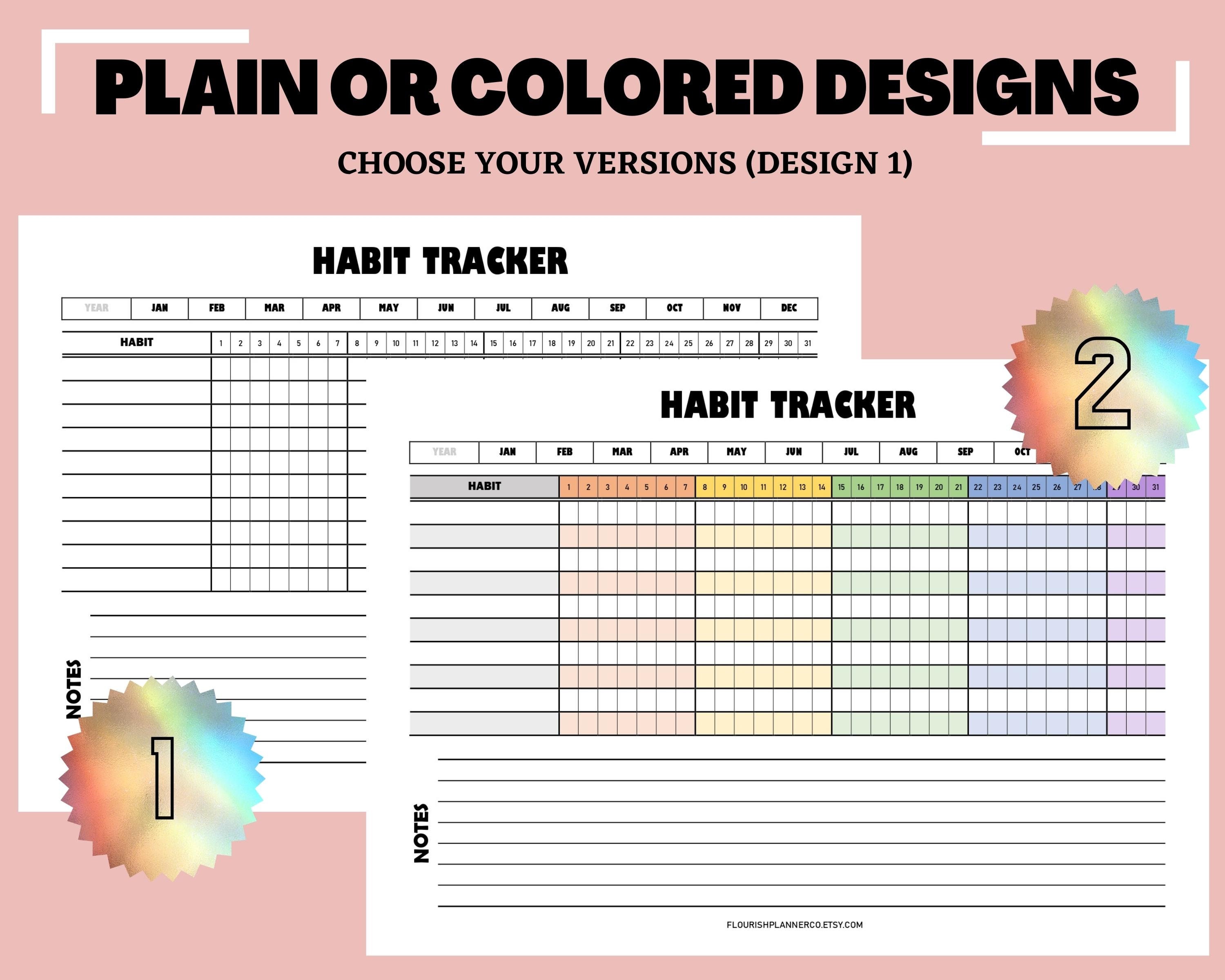 Habit Tracker Printable, Habit Chart, Daily Weekly Monthly Habit ...