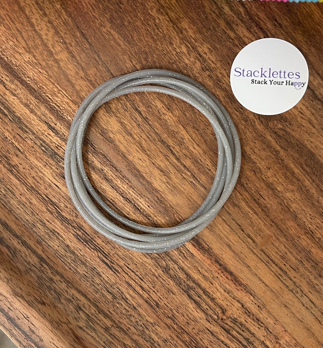 Silicone Jelly Bracelet, Silver, Metallic, Glitter, Stretch, 80s ...