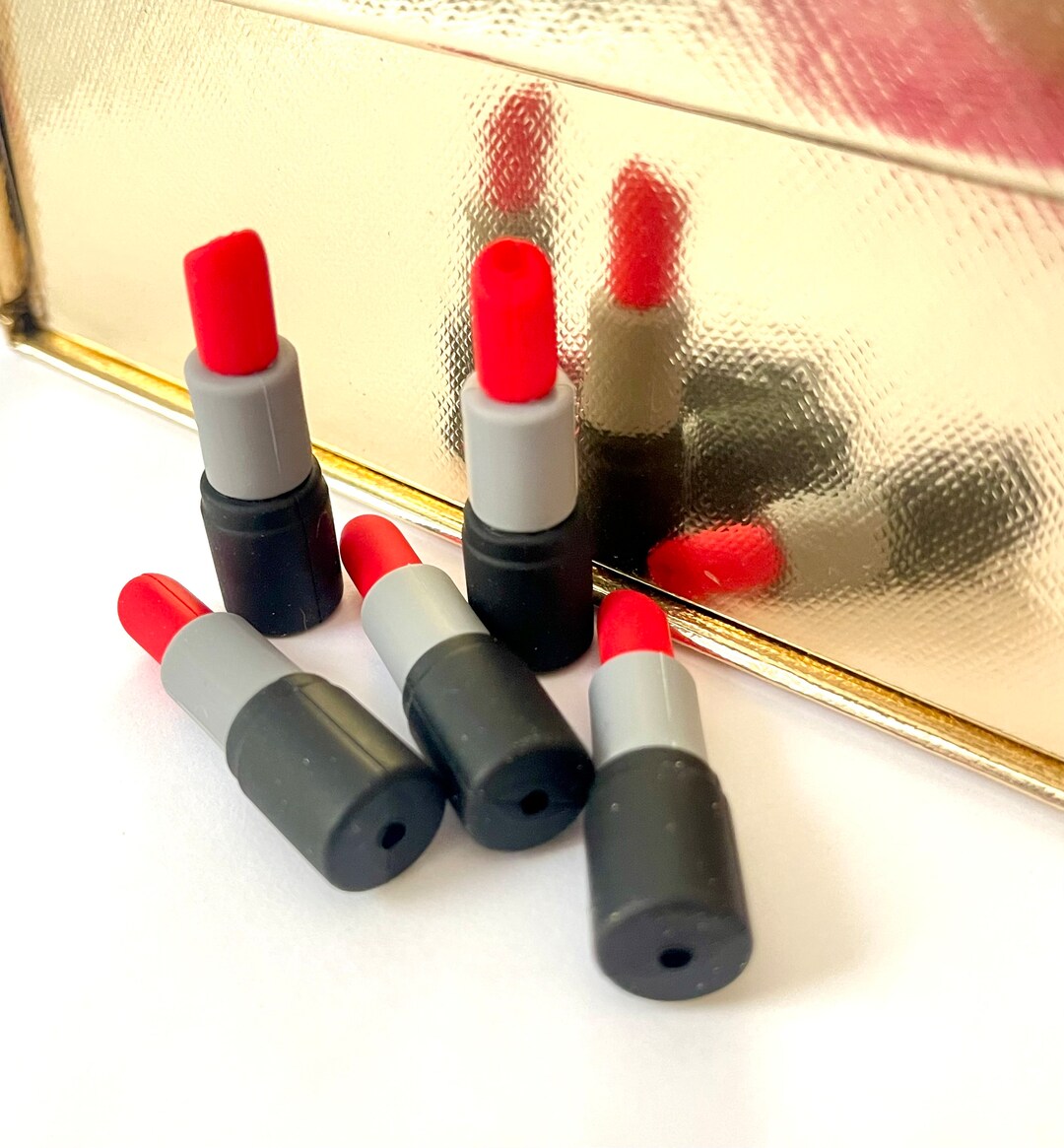 Lipstick Silicone Focal Bead, Add On, Makeup, Lips, Red, Taylor - Etsy