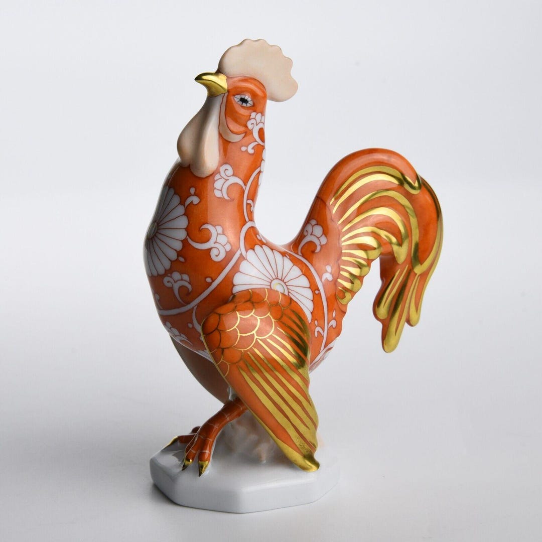 Herend Porcelain Chinese Zodiac Rooster Figurine Orange With ...