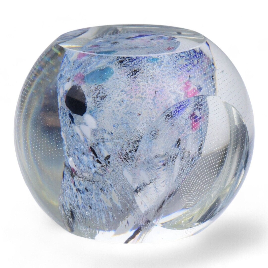 Vintage Roy Wilson Art Glass Paperweight Facet Cut Abstract Design - Etsy