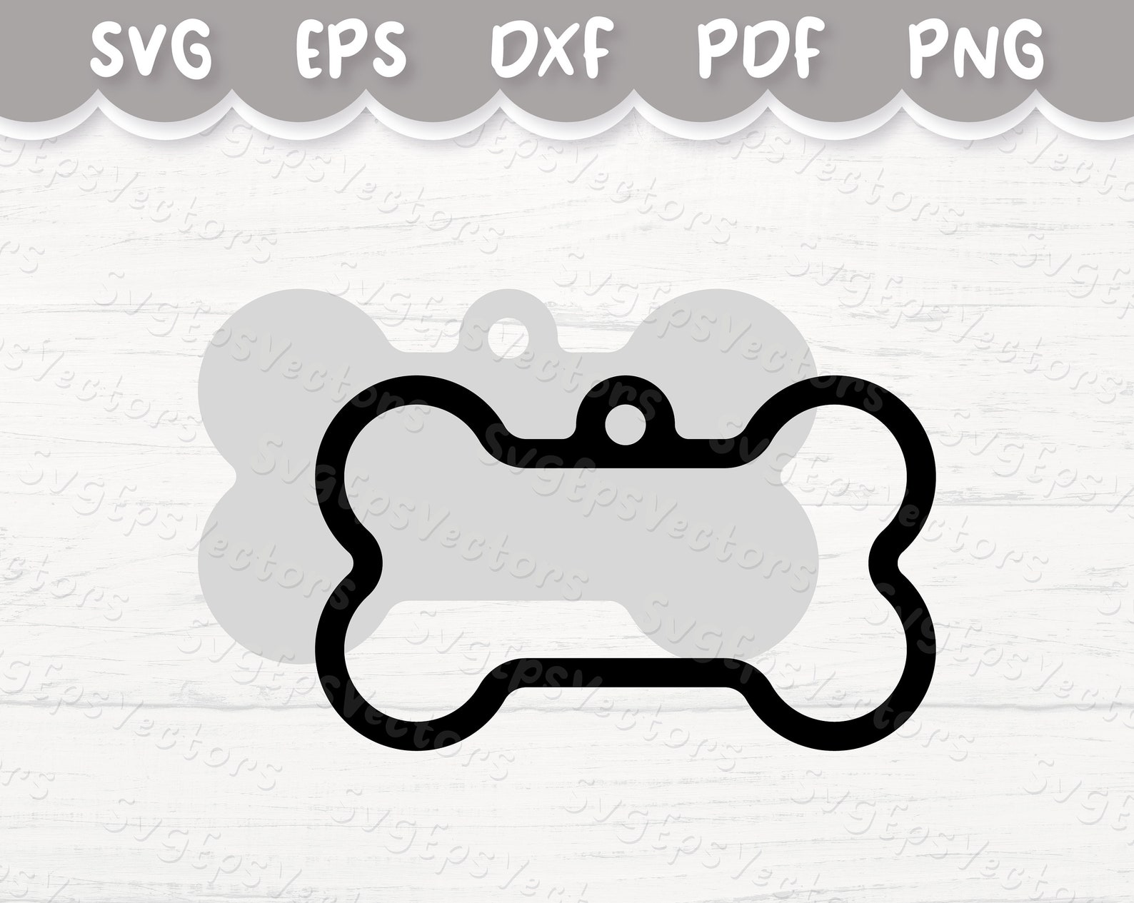 Bone Dog Collar Name Tag / Vector Cut File for Cricut, Silhouette ...