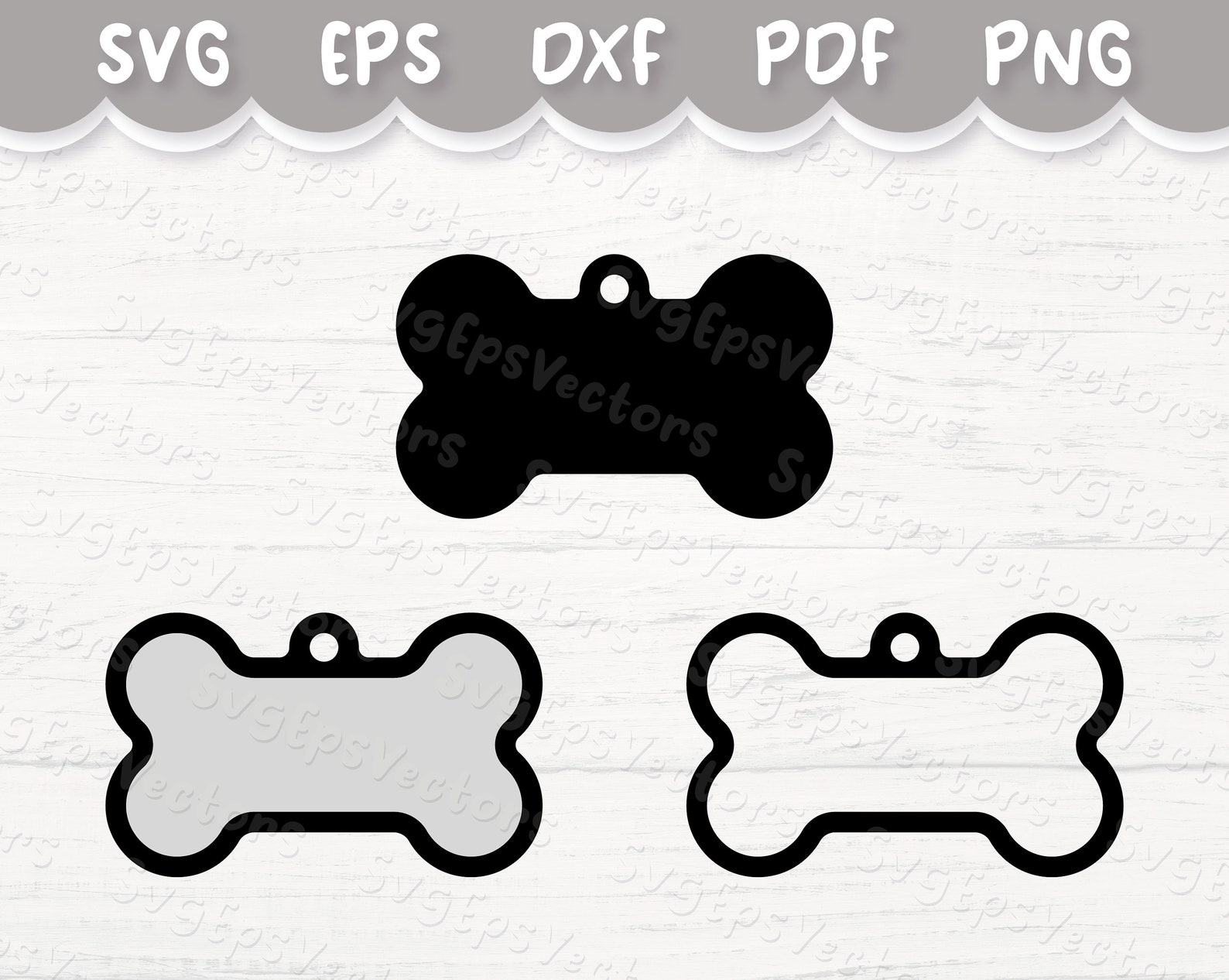 Bone Dog Collar Name Tag / Vector Cut File for Cricut, Silhouette ...