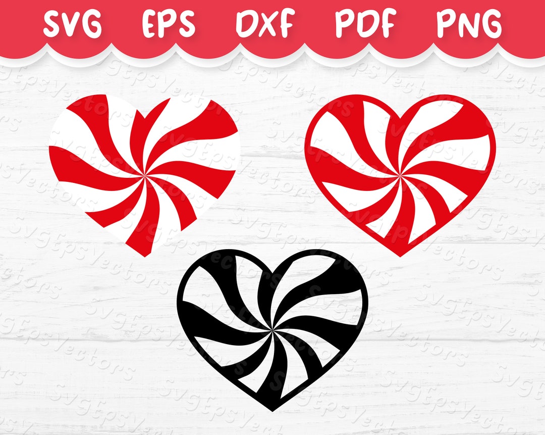 Peppermint Heart Clipart / Heart Shaped Candy Vector Valentine's Day ...